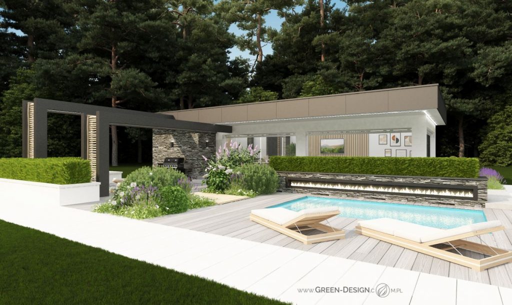 Projekt indywidualny Green Design - Altana z basenem i jacuzzi